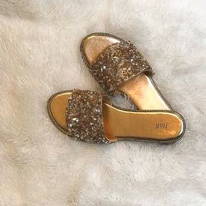 Shoes | Rose Gold Embellished Slides | Poshmark